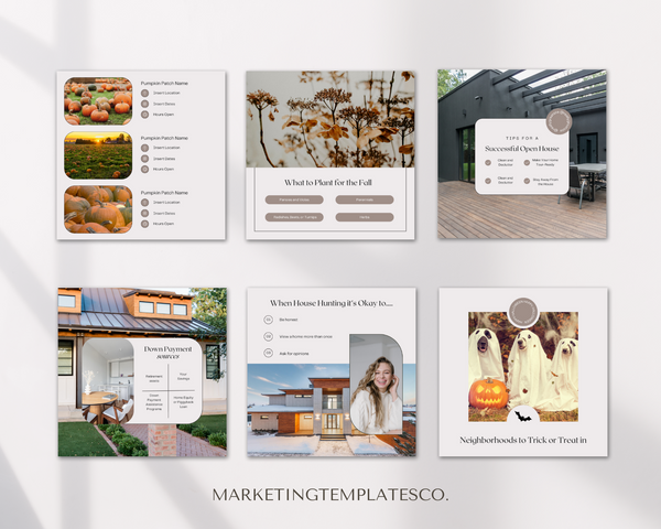 October Social Media Posts with Captions - Real Estate Templates Co