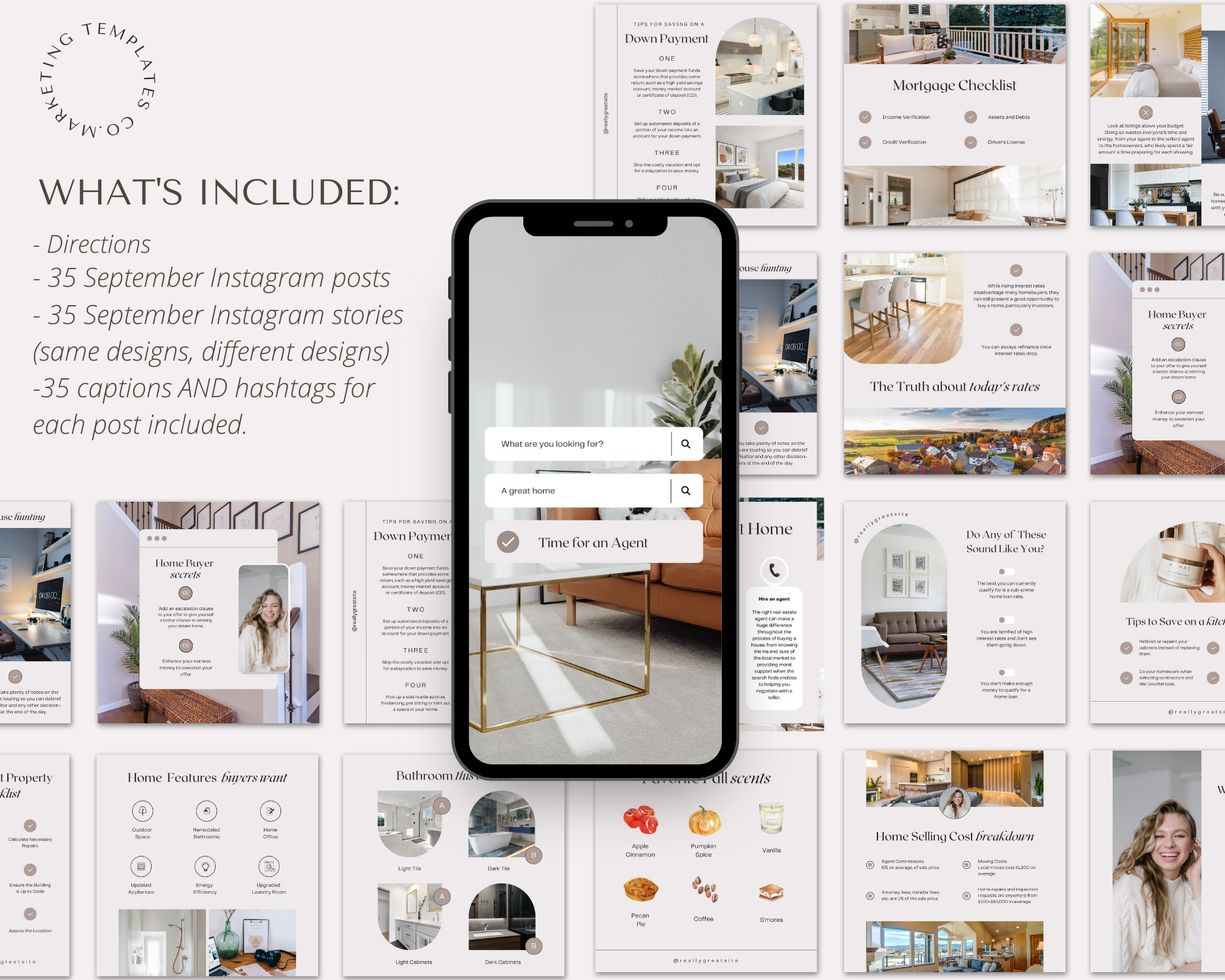 Aesthetic September Post Bundle with Captions - Real Estate Templates Co