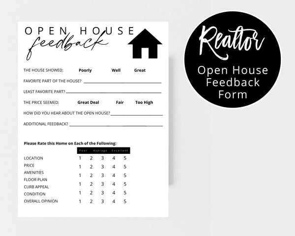 Real Estate Open House Feedback Form - Real Estate Templates Co