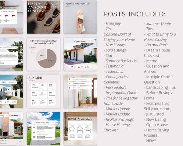 July Social Media Posts - Real Estate Templates Co